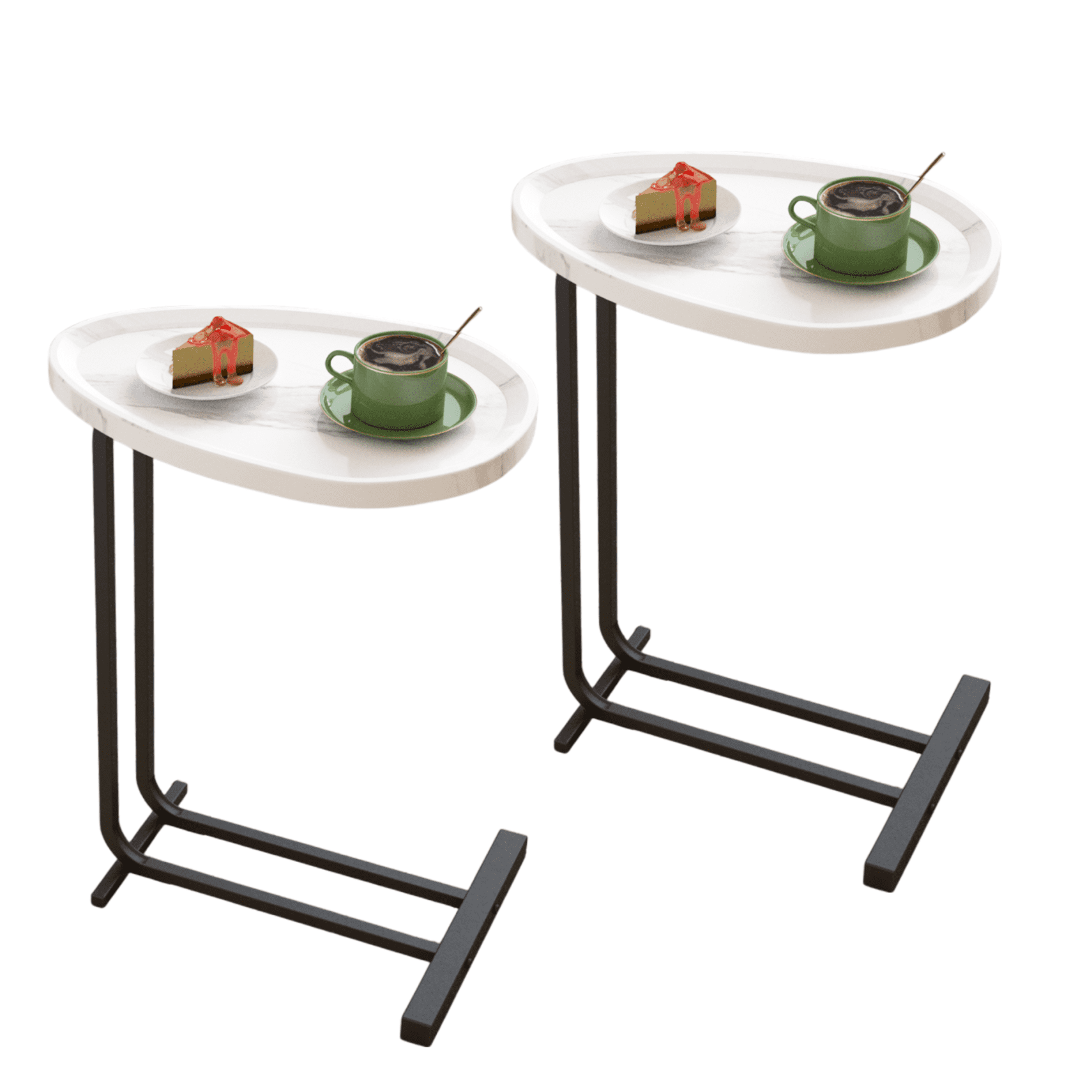 C-Shaped End Table, Modern C Side Table for Couch, Sofa Tray Table Bed ...