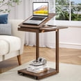 C Shaped End Table, Rolling Side Table with 4-Way Convertible Desktop ...