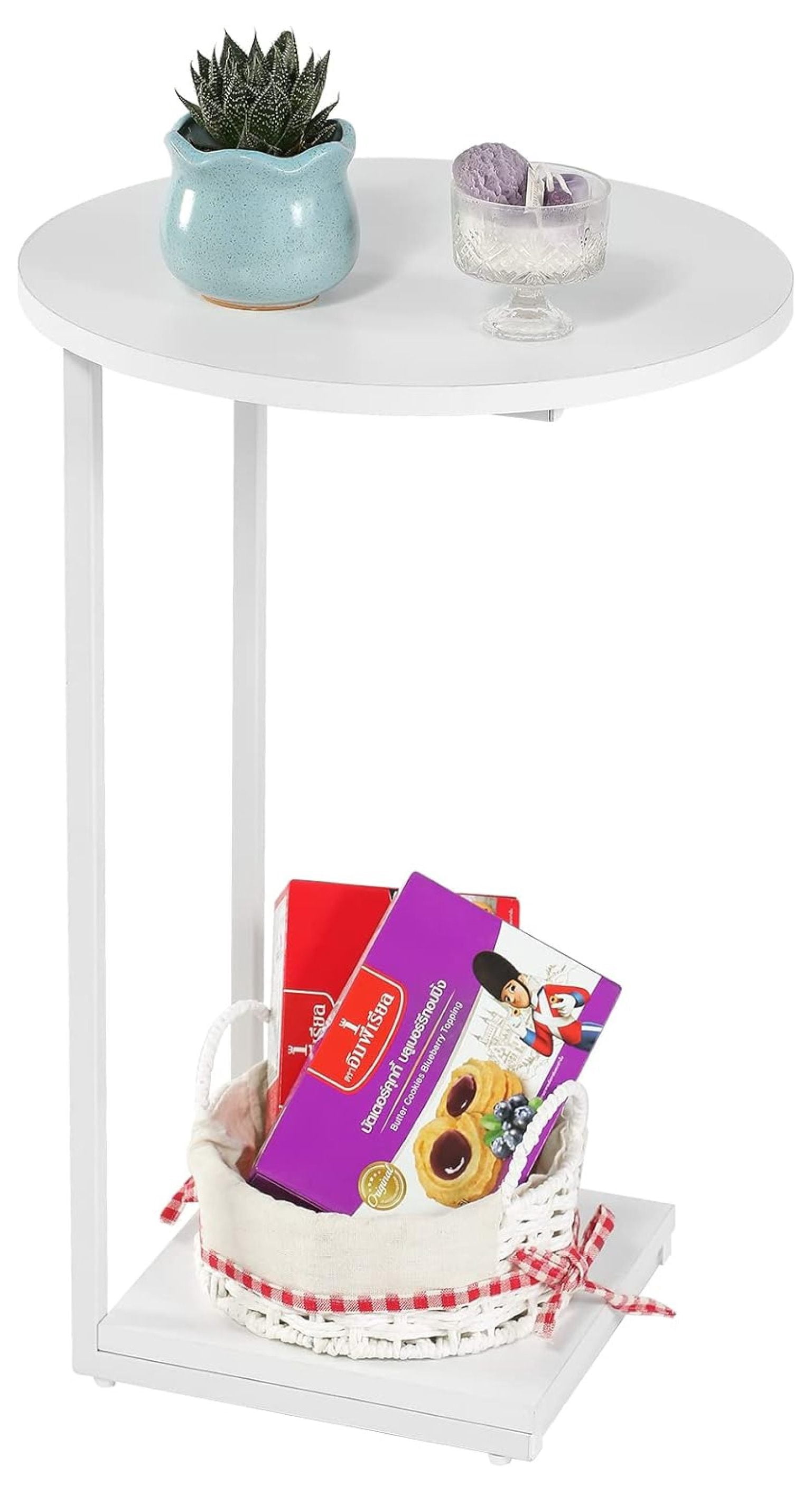 C Shaped End Table,Round C Table,Snack Side Table for Sofa and Bed ...