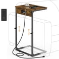 C Shaped End Table Rustic Brown (1 Pack) With Plug Adjustable Height ...