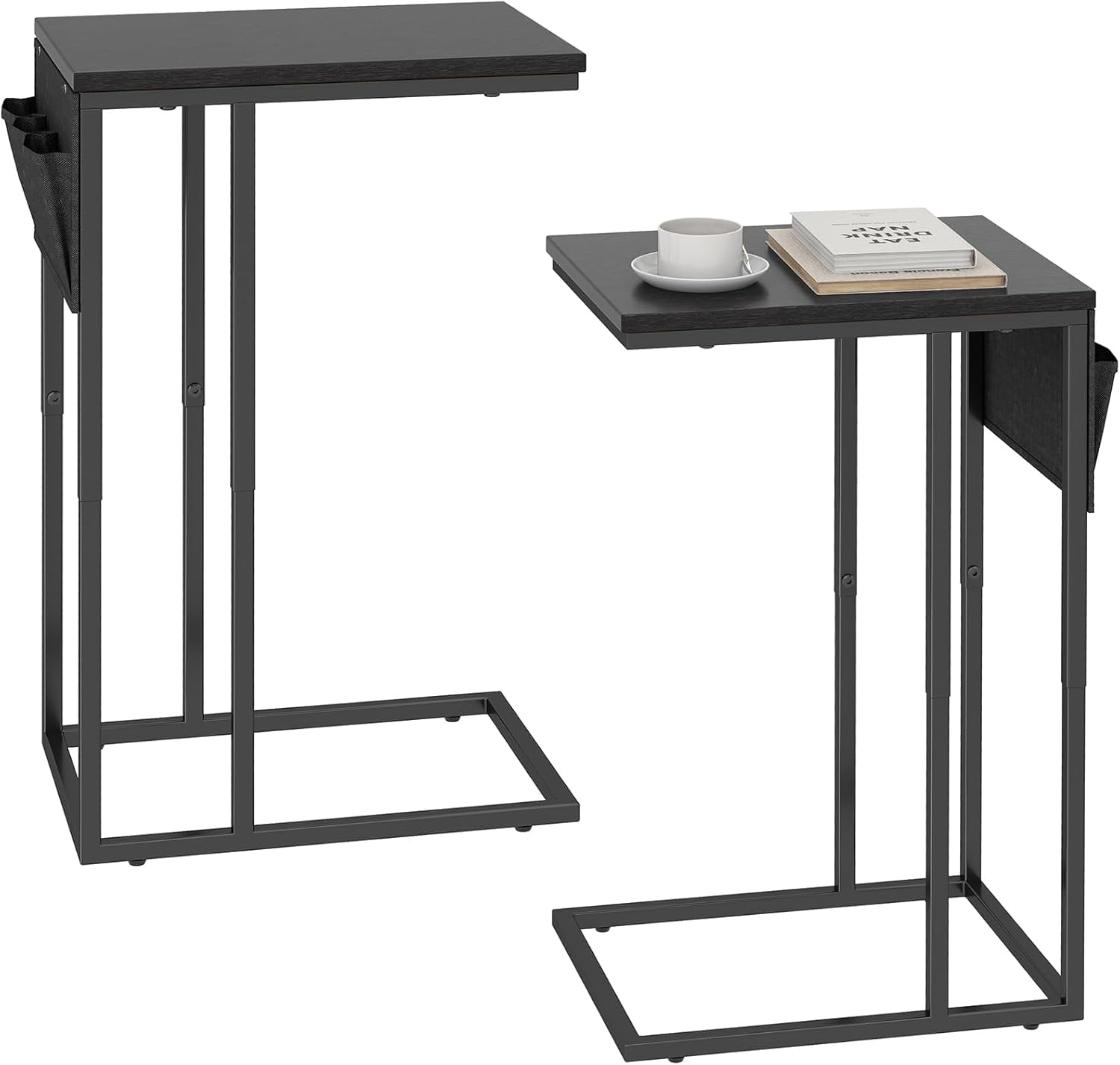 C Shaped End Table Set of 2, C Table Side Table Set for Living Room ...