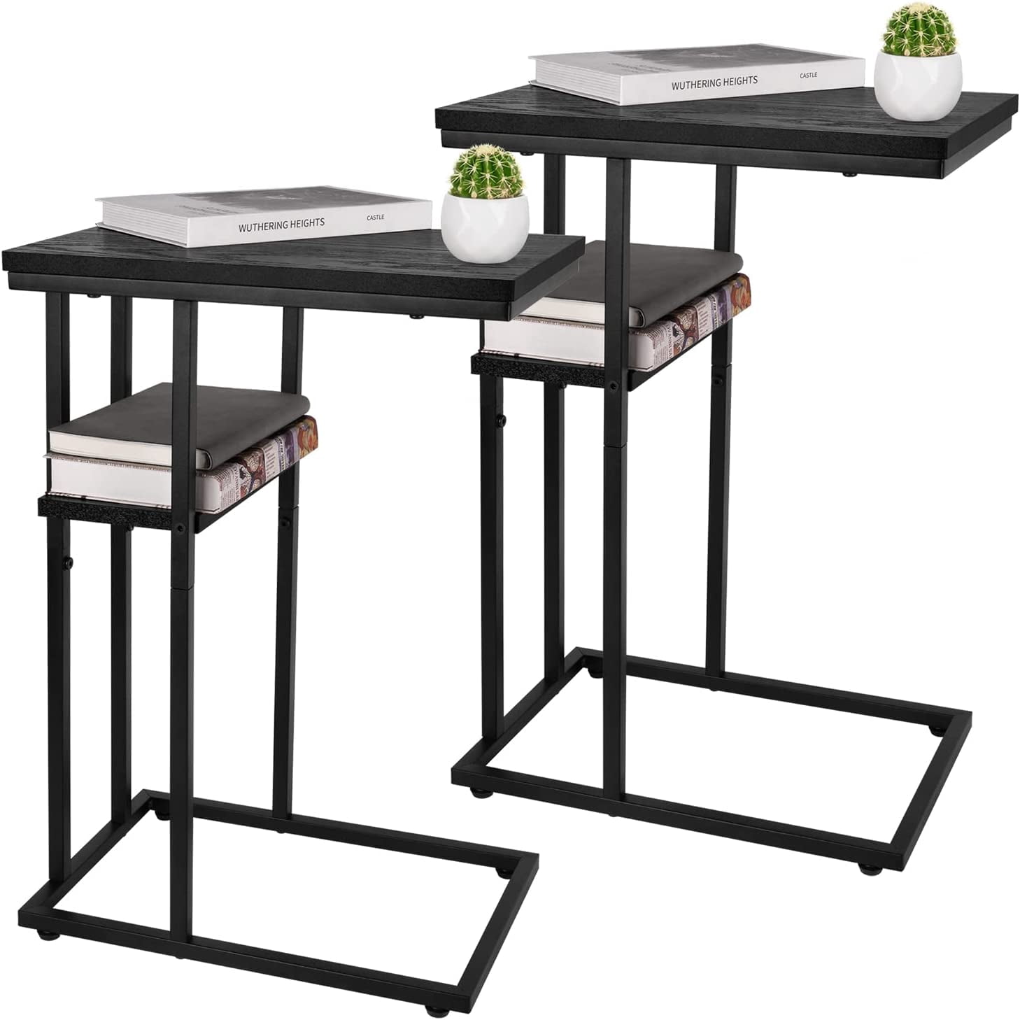 C Shaped End Table Set of 2, Side Table Living Room, Couch Tables That ...