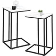 C Shaped Side Table Set of 2, Marble End Table for Sofa and Bed, Couch ...