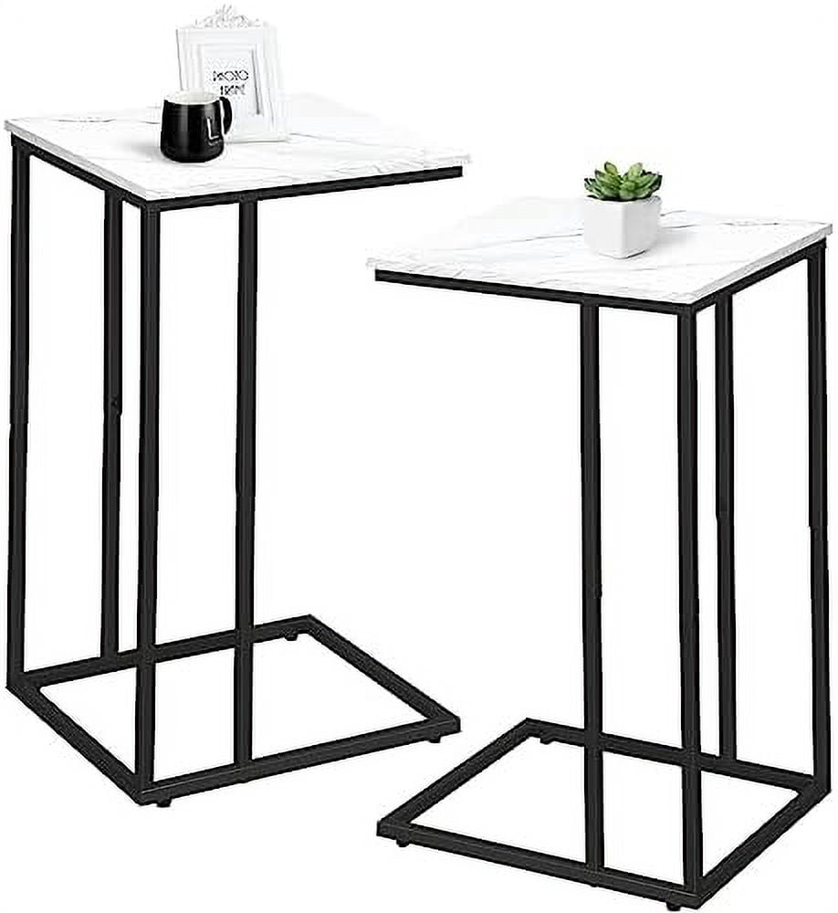 C Shaped End Table Set of 2, Small Side Table for Sofa and Bed, Couch ...