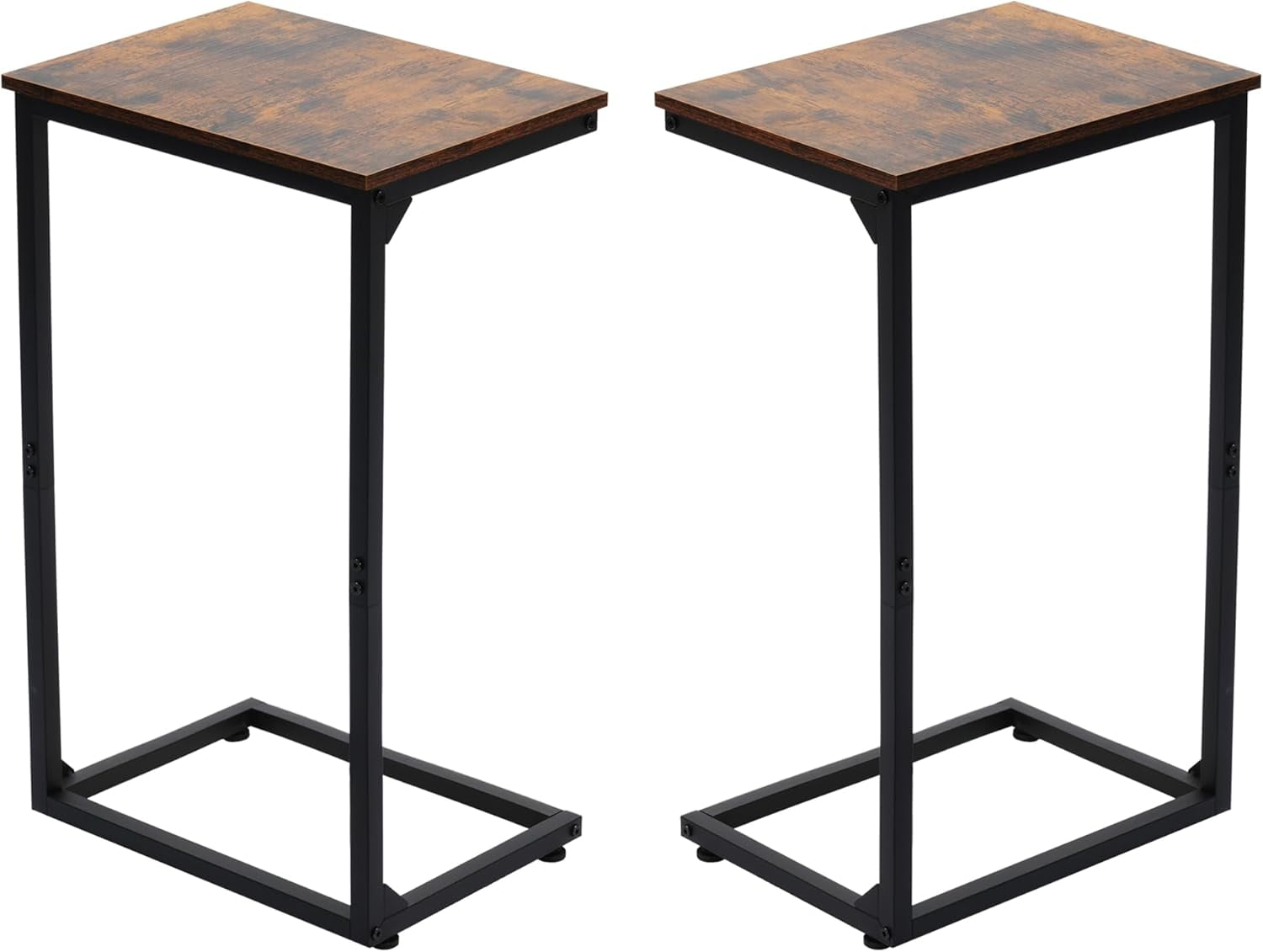 C Shaped End Table Set of 2, Couch Side Table for Small Spaces, Slide ...