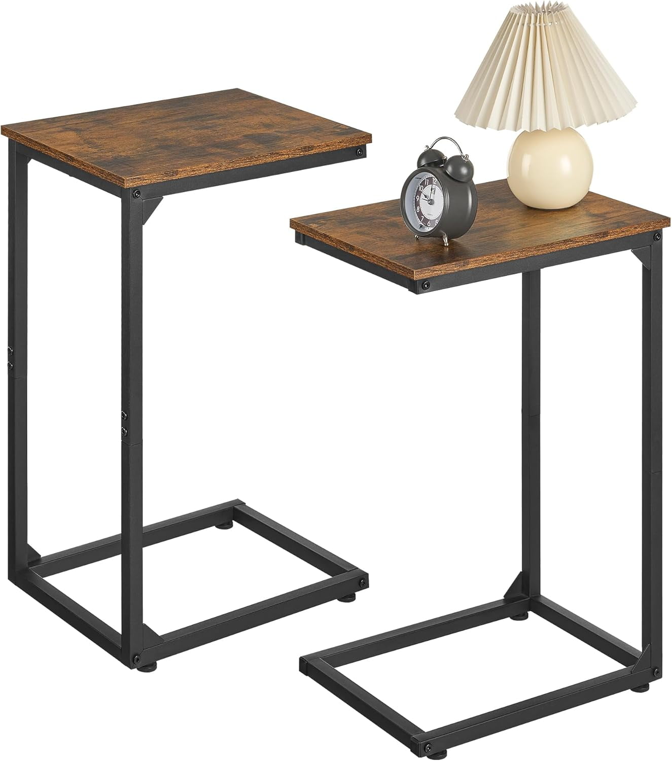 C Shaped End Table Set of 2, Couch Side Table for Small Spaces, Slide ...