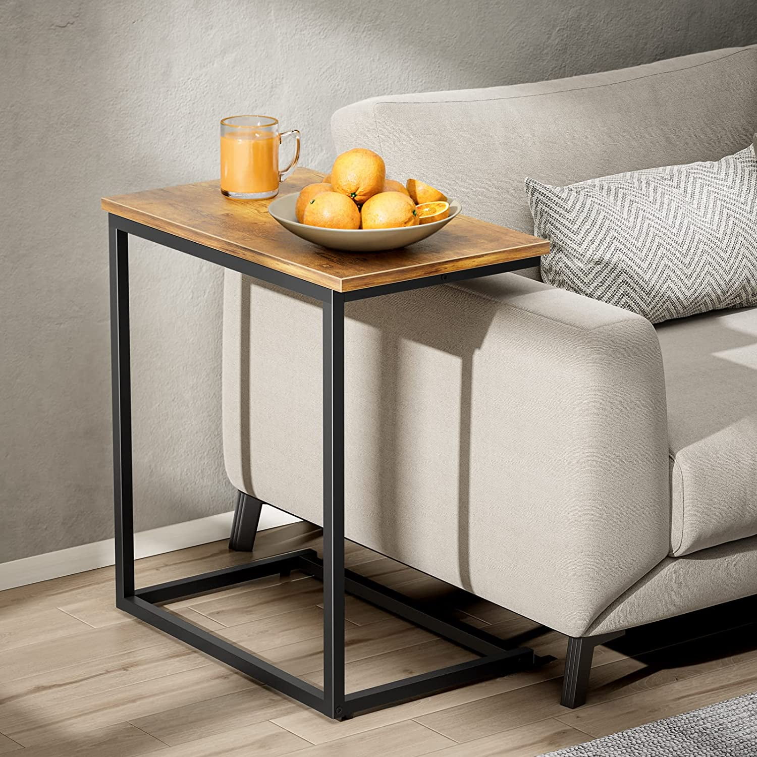 C Shaped End Table Set of 2, Side Table for Couch Slide Under, C Table ...