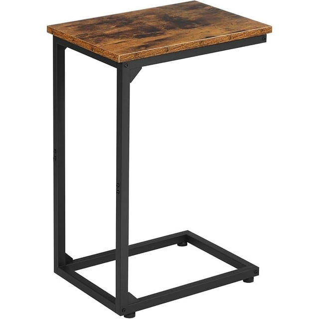 C Shaped End Table, Slide Under Couch Table for Sofa, TV Tray Snack ...