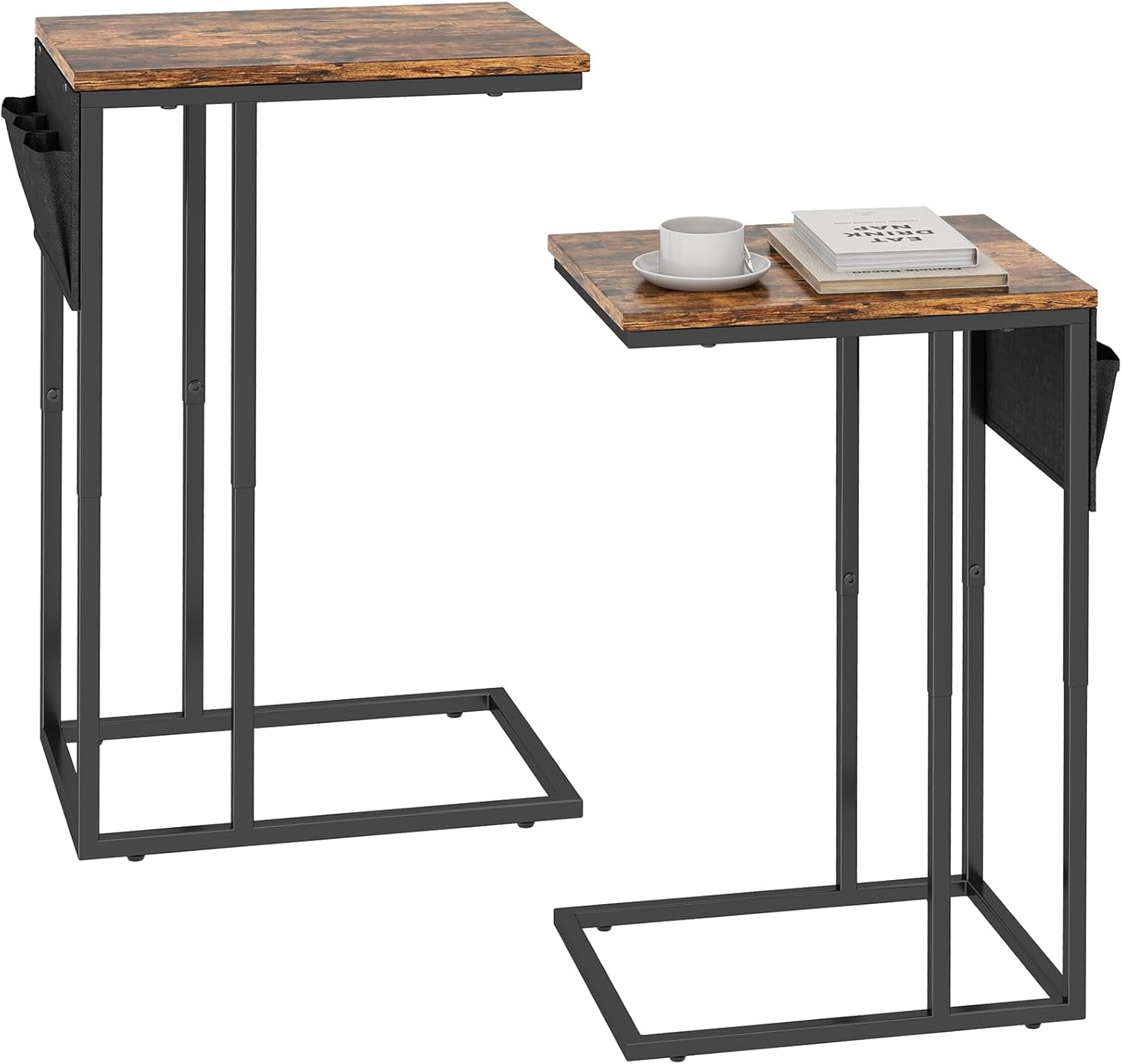 C Shaped End Table Set of 2 for Living Room, Couch Side Tables That ...