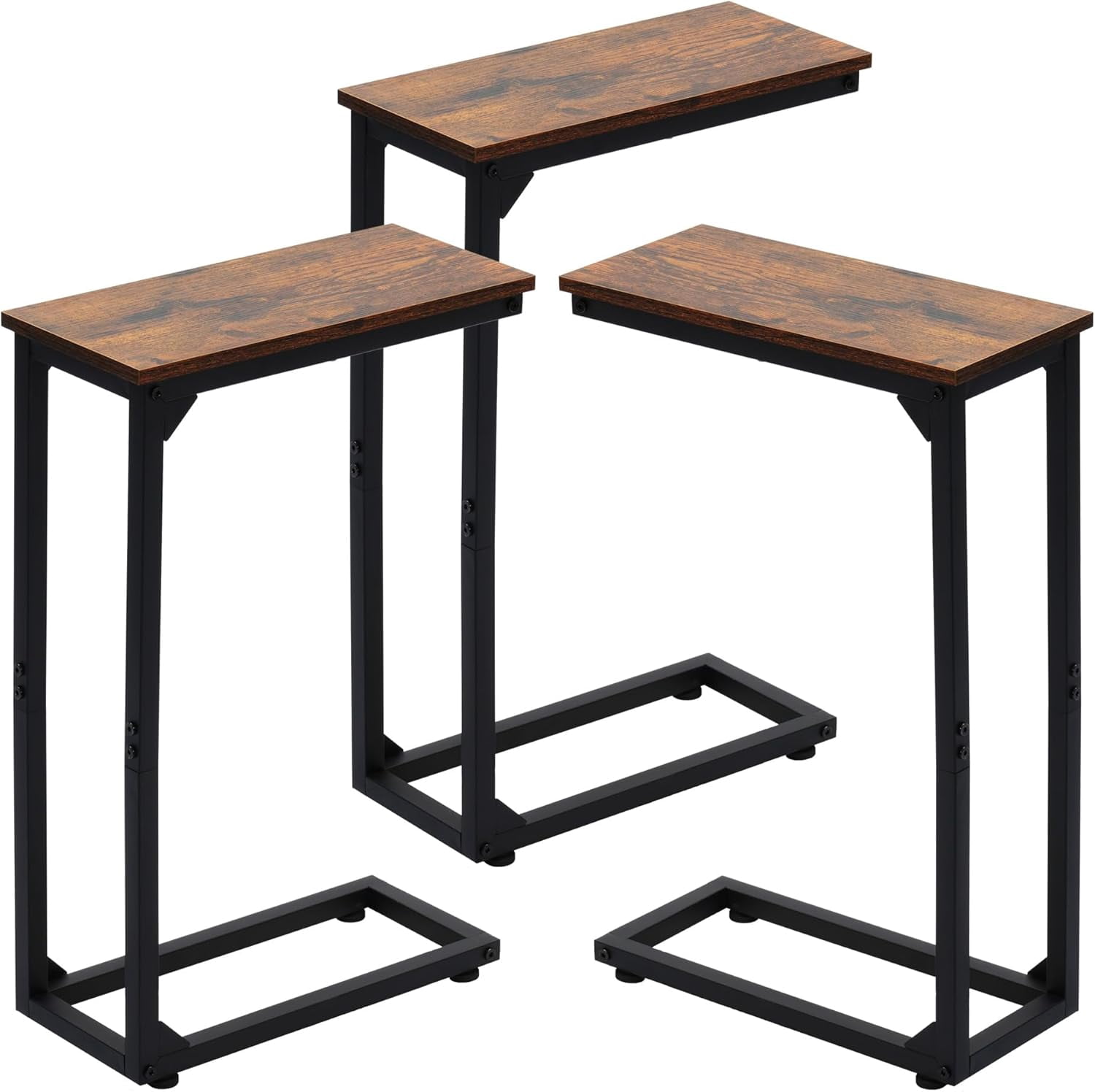 C Shaped End Table Set of 3, Couch Side Table for Small Spaces, Slide ...