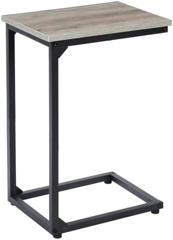 C Shaped End Table, Slide Under Couch Table for Sofa, TV Tray Snack ...