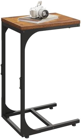 C Shaped End Table, Small Couch Side Tables with Metal Frame That Slide ...