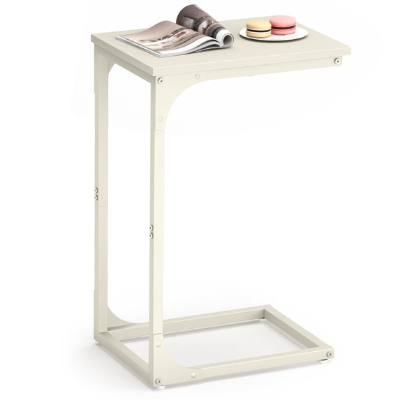 VASAGLE, C-Shaped End Table, 11.8"D x 15.7"W x 24.4"H, Cream White ...