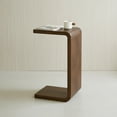 C Shaped End Table Small Side Table for Couch Walnut Sofa Table Wooden ...