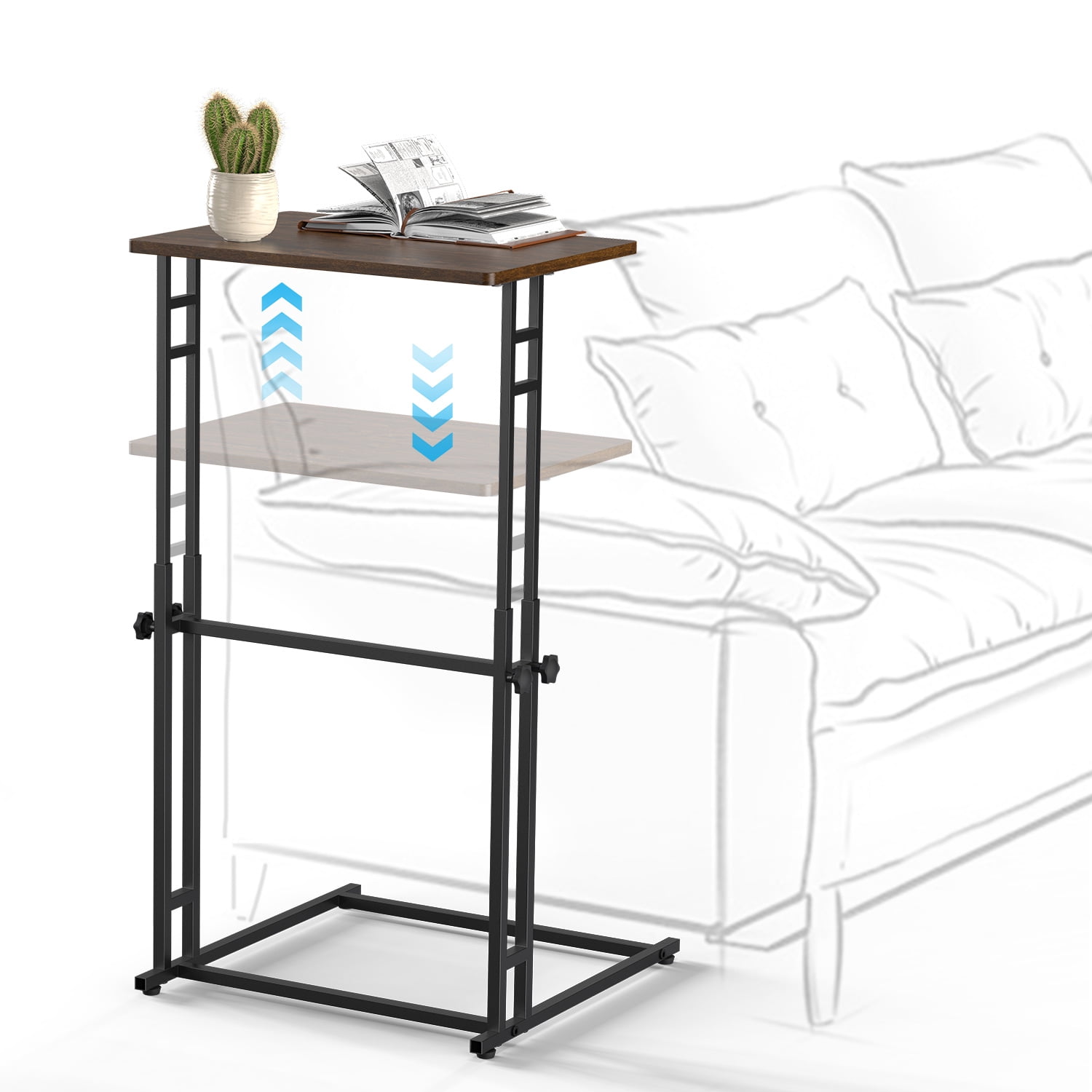 C Shaped End Table, Small Side Tables for Sofa and Bed, Couch Table ...