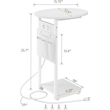 C-Shaped End Tables Set of 2, Small Couch Side Table with Fast-Charging ...