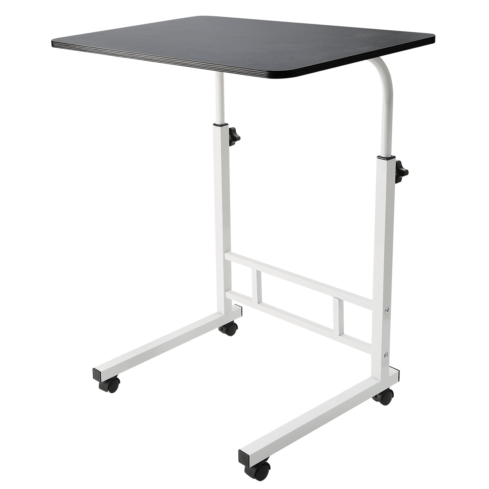 C Shaped End Table with Wheels Height Adjustable Sofa Side Table for ...