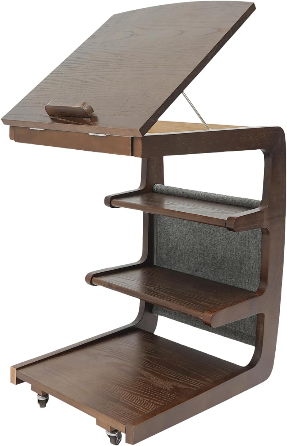 C Shaped End Table with Wheels,Tabletop Angle Adjustable,Sofa Table ...