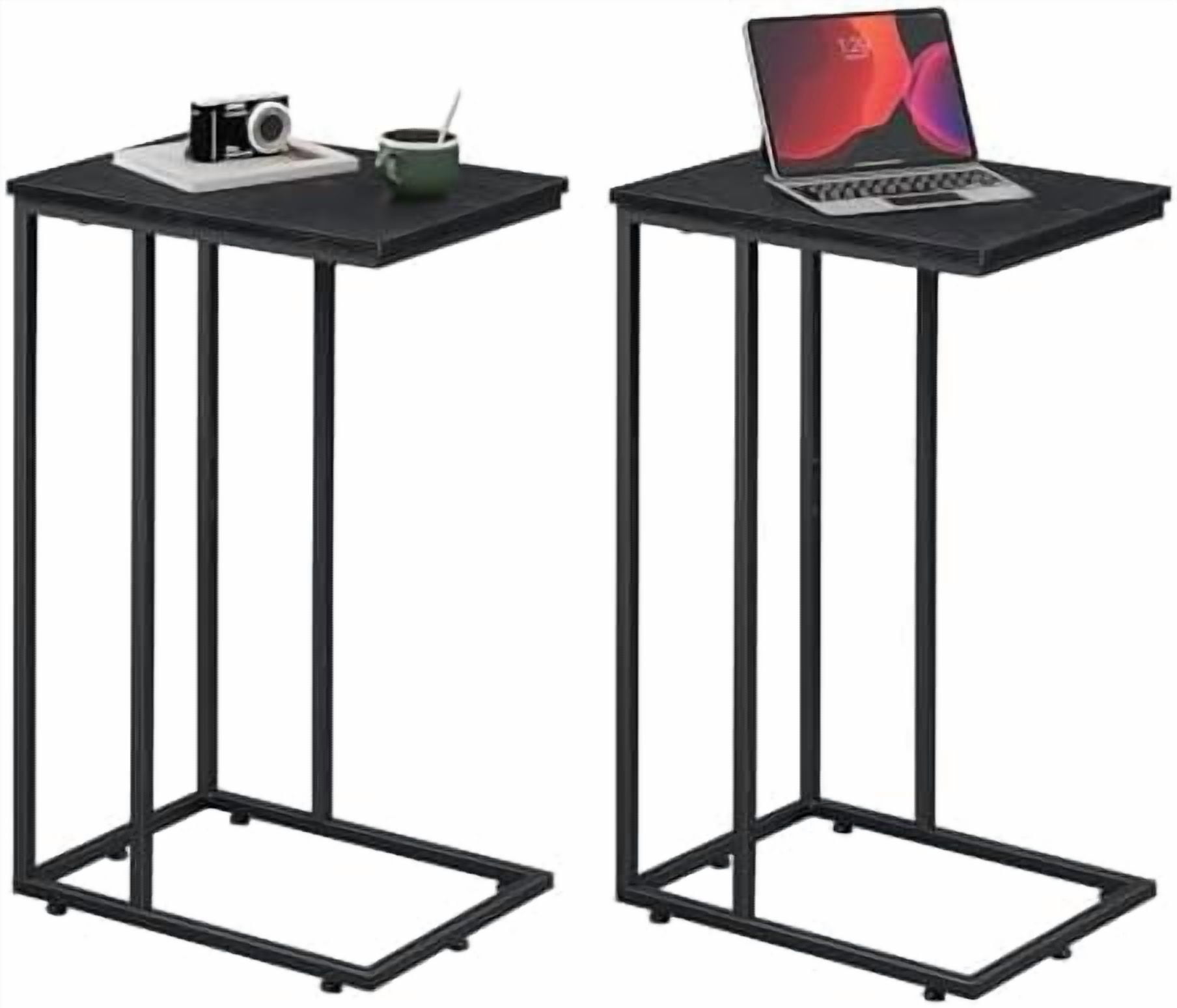 C Shaped End Tables Set of 2, C Black Side Table for Couch, TV Trays ...