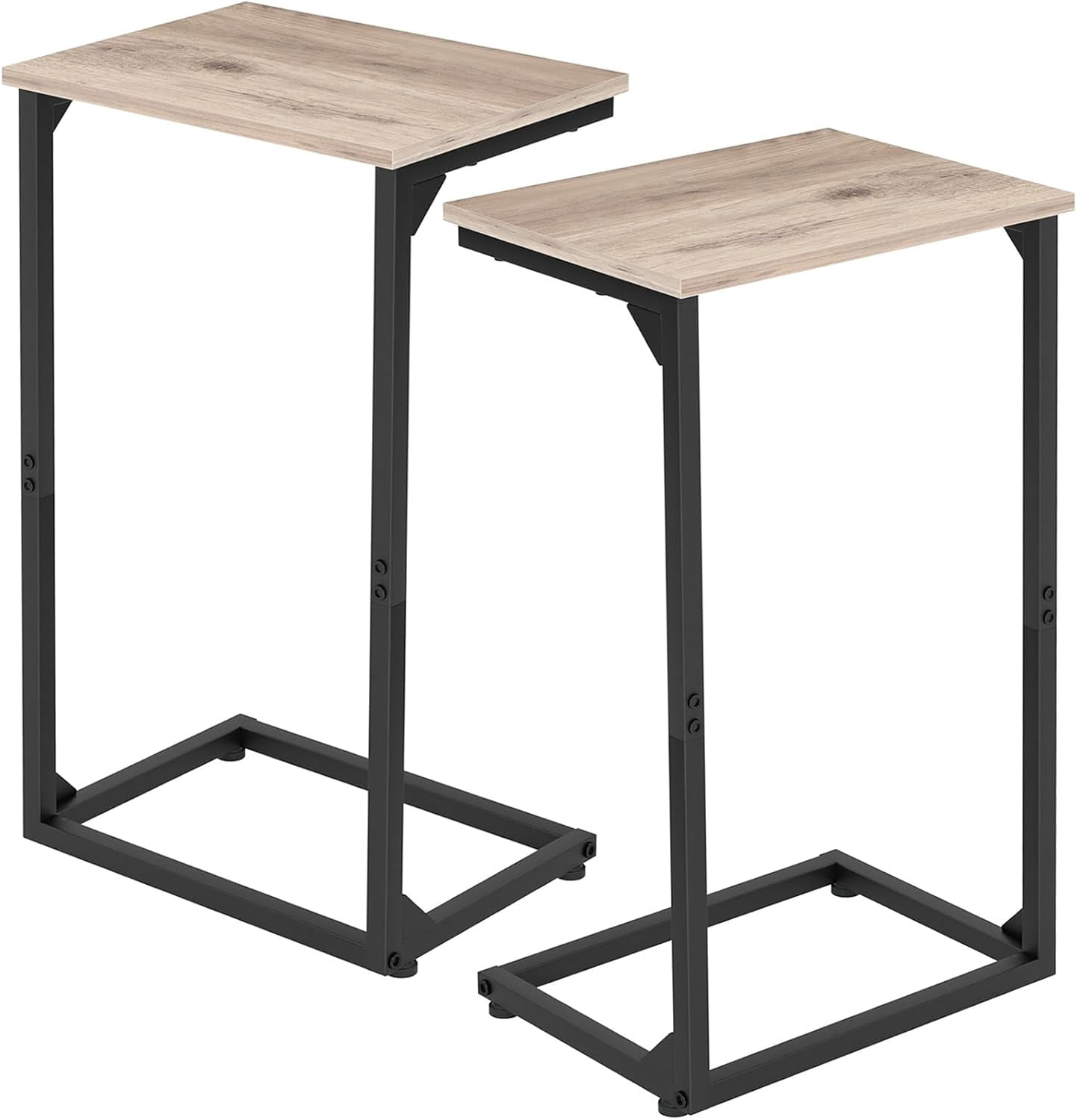 C Shaped End Tables Set of 2, Couch Side Tables That Slide Under, TV ...
