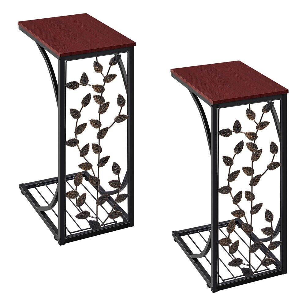 C Shaped End Tables Set of 2 Sofa Couch Side Tables Living Room Slide ...