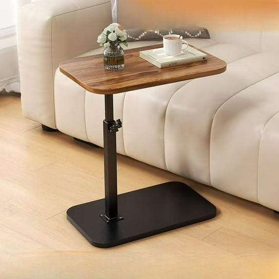 C Shaped Metal End Table, Adjustable-Height Side Table with 360°Swivel ...