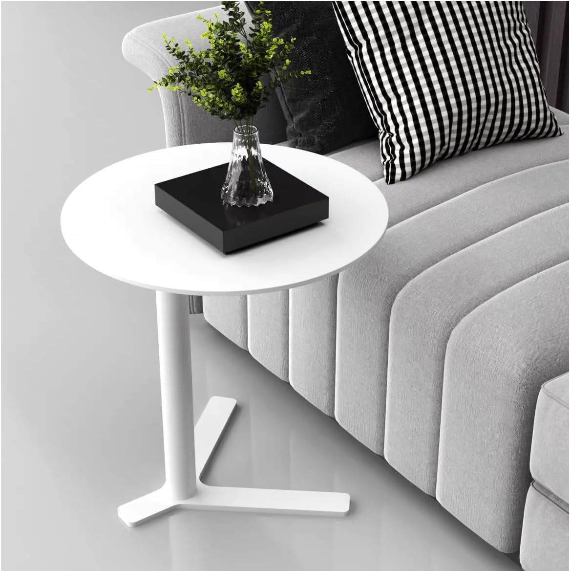 C-Shaped Metal Side Table, Black Iron End Table for Small Space, TV ...