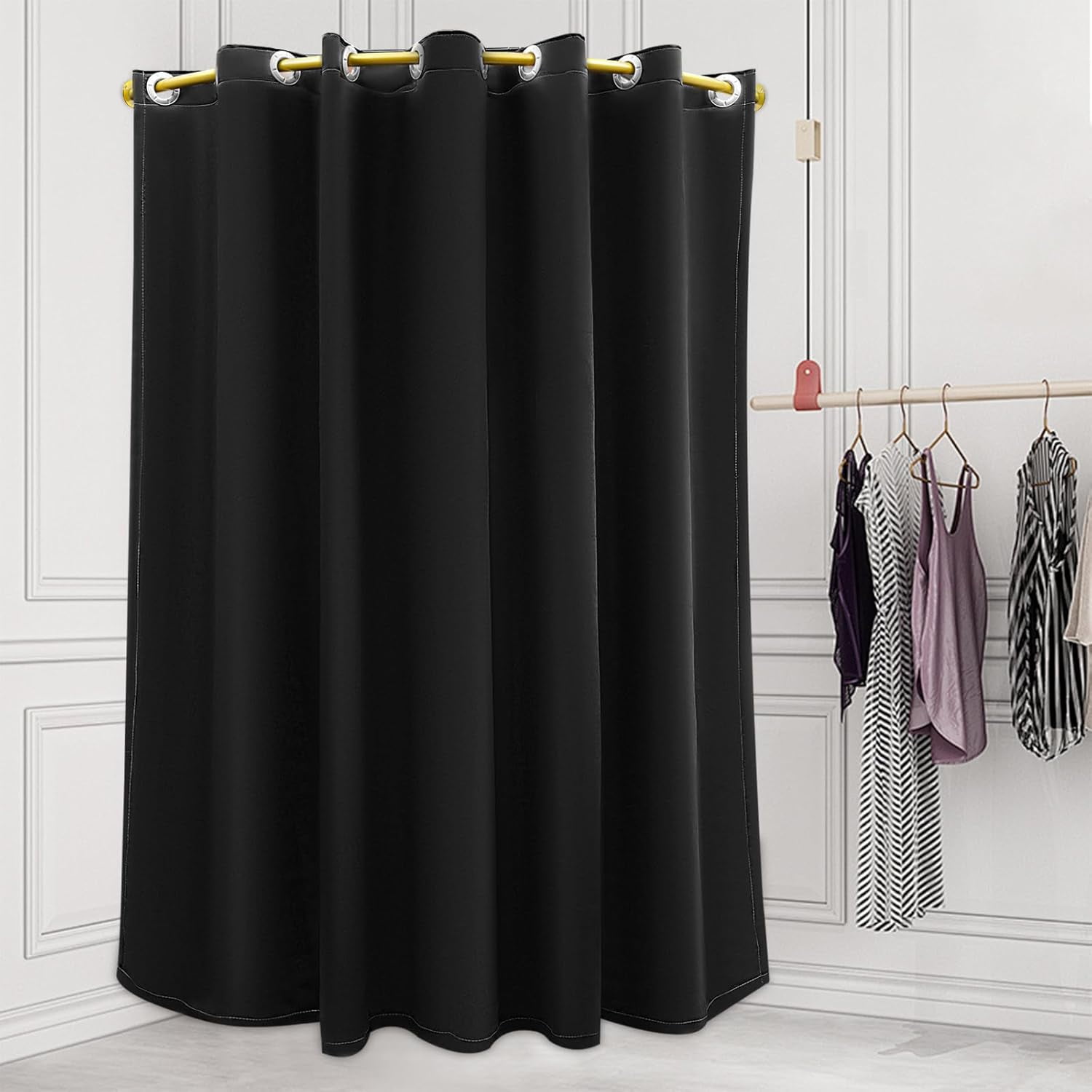 C-Shaped Modern Wall-Mounted Changing Room with Privacy Curtains for ...