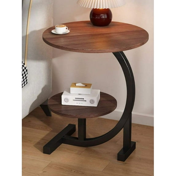 C Shaped Narrow Round Side Table - Mid Century Modern Small Bedside ...