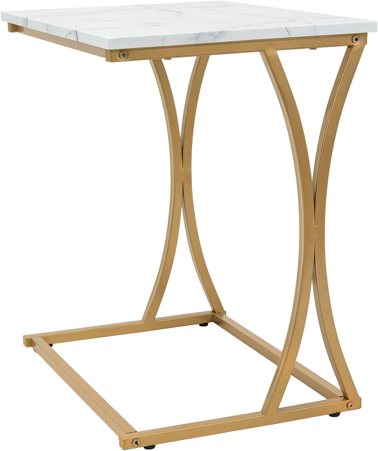 C Shaped Side End Table, Small Side Table for Couch and Bed, Faux ...