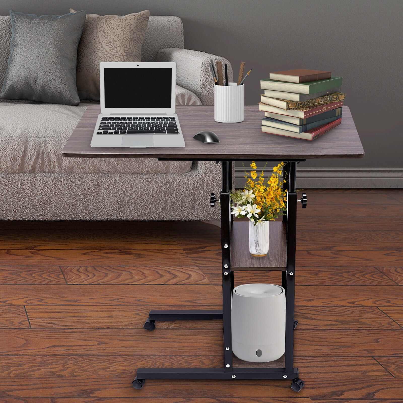 C-Shaped Side Table 3-Tier End Table Height Adjustable C Table with ...