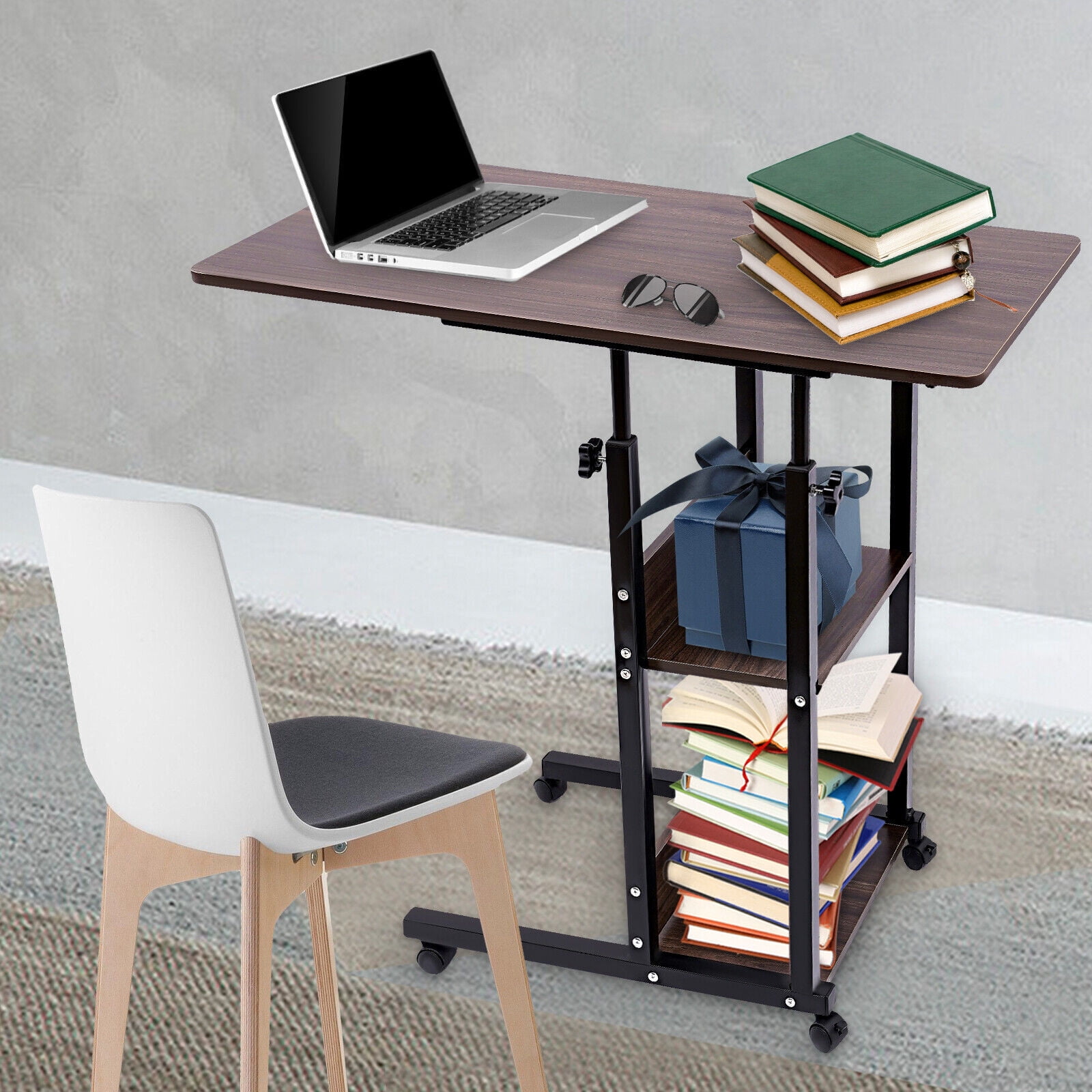 C-Shaped Side Table Adjustable, Height Adjustable C Table with Wheels ...