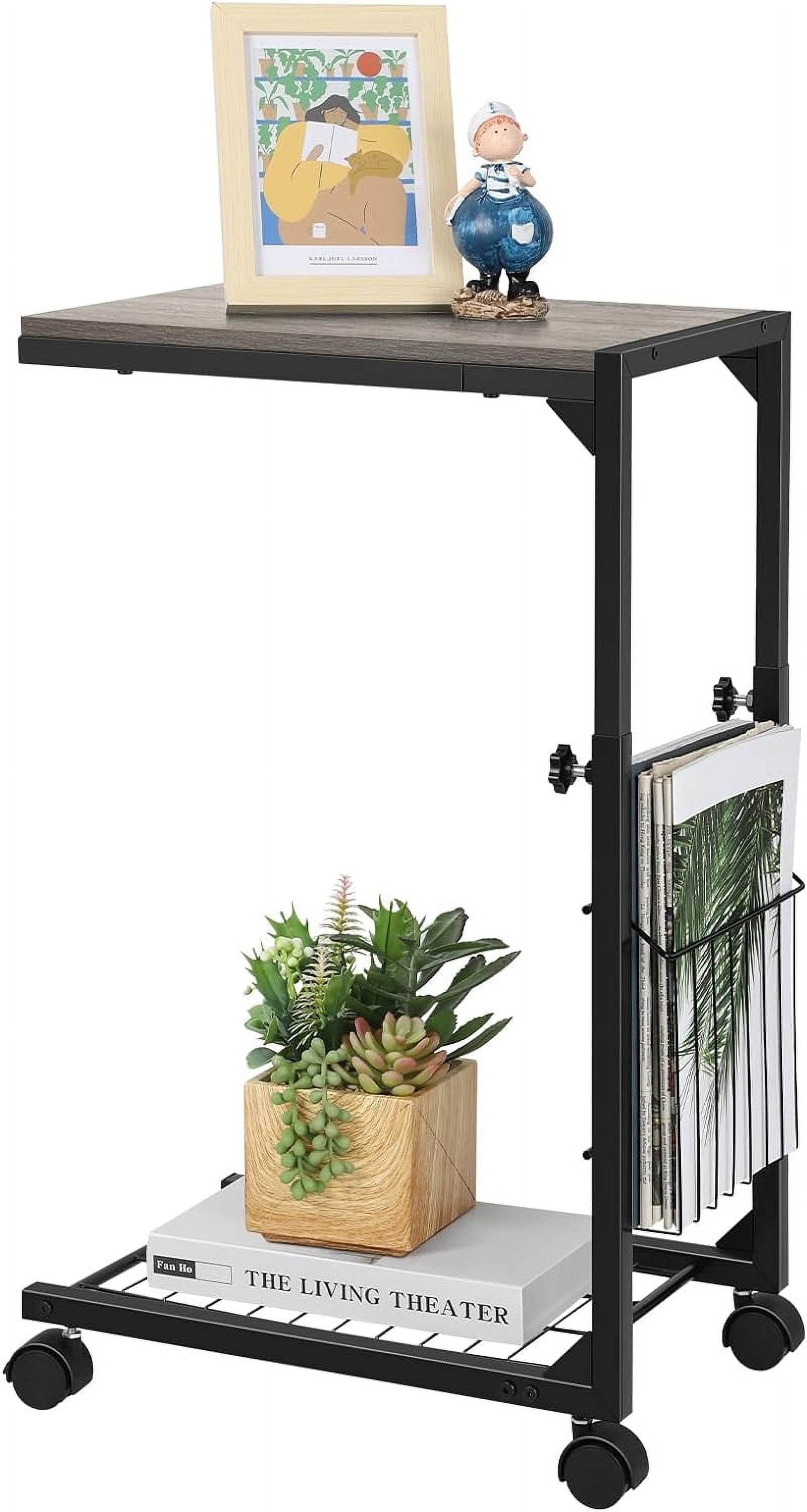 C Shaped Side Table Adjustable Height End Table for Small Spaces C ...