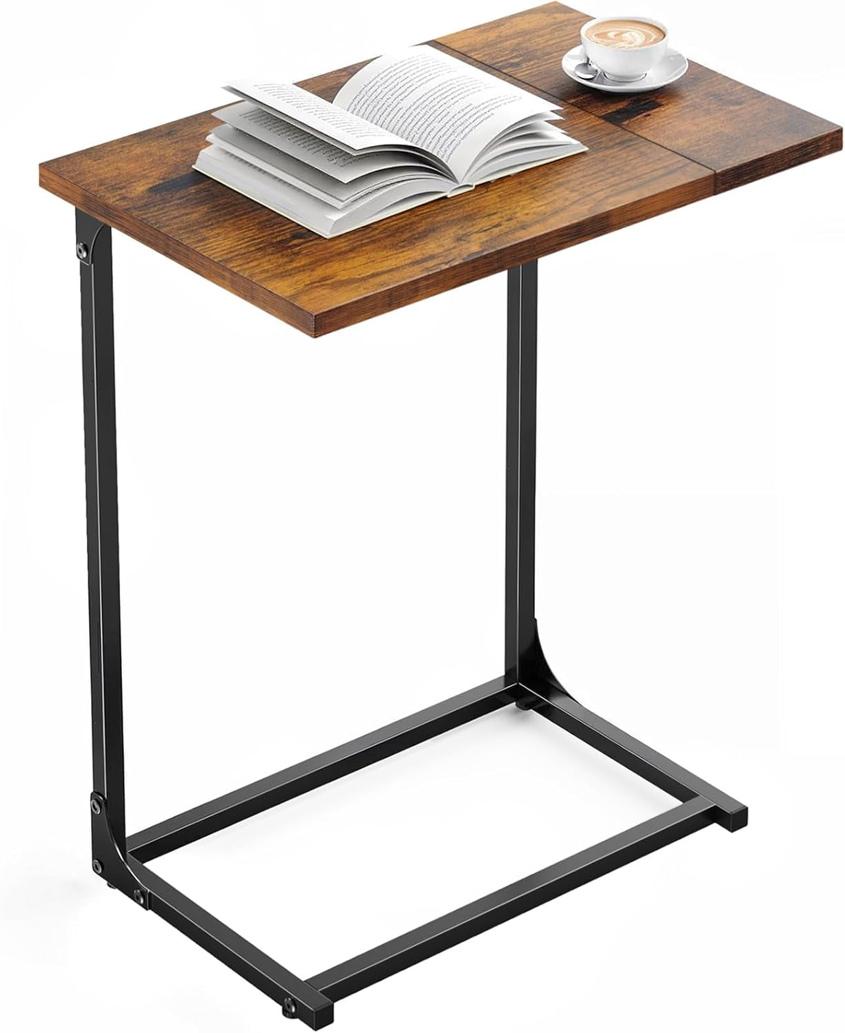 C-Shaped Side Table, C-Table for Sofa, End Table with Metal Frame ...