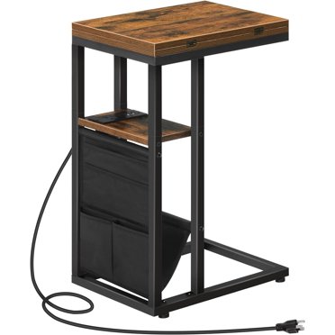 Giantex Mobile C Shaped Side Table, Rolling Sofa Table w/Lockable ...