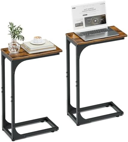 C-Shaped Side Table for Couch - Small Coffee Stand Sofa Tray Desk with ...
