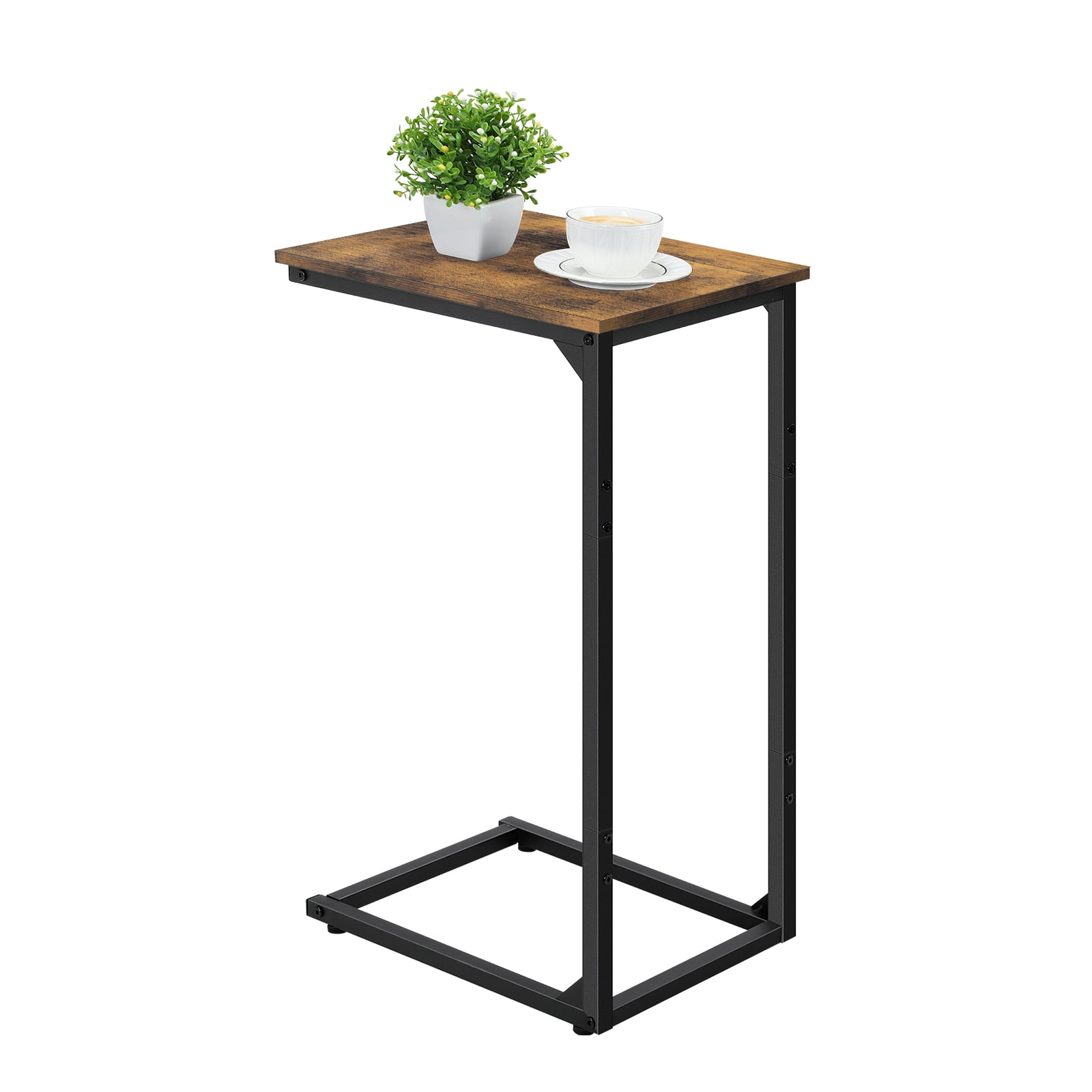 C Shaped End Table for Sofa, Adjustable Height Slim Side Table for ...