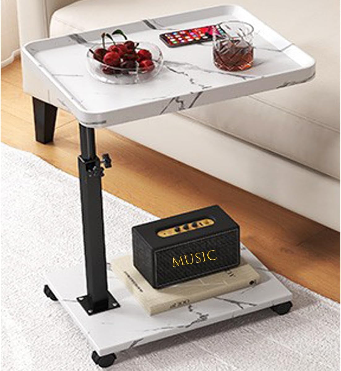 C-Shaped Side Table,End Tables for Couch Height-adjustable Coffee table ...