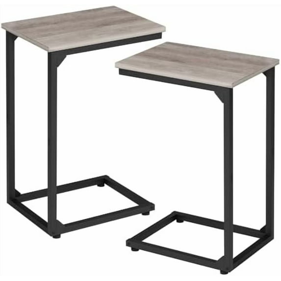 C Shaped Side Table, End Tables Living Room Set of 2, Slide Under Couch ...