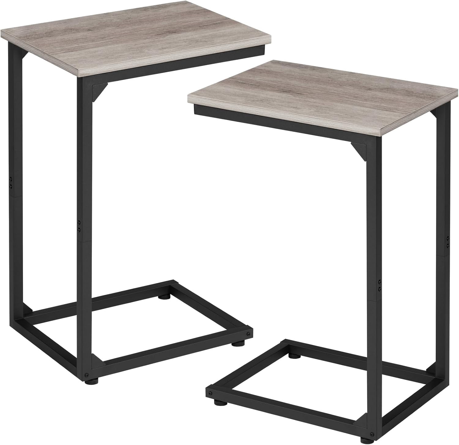 C Shaped Side Table, End Tables Living Room Set of 2, Slide Under Couch ...