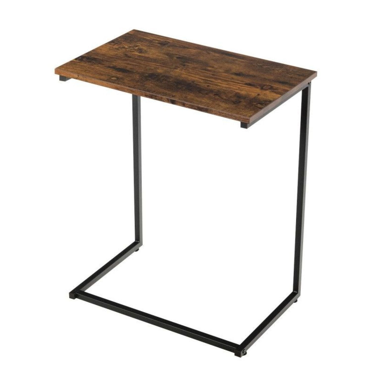 C-Shaped Side Table, Industrial End Table with Metal Frame, Sofa Couch ...