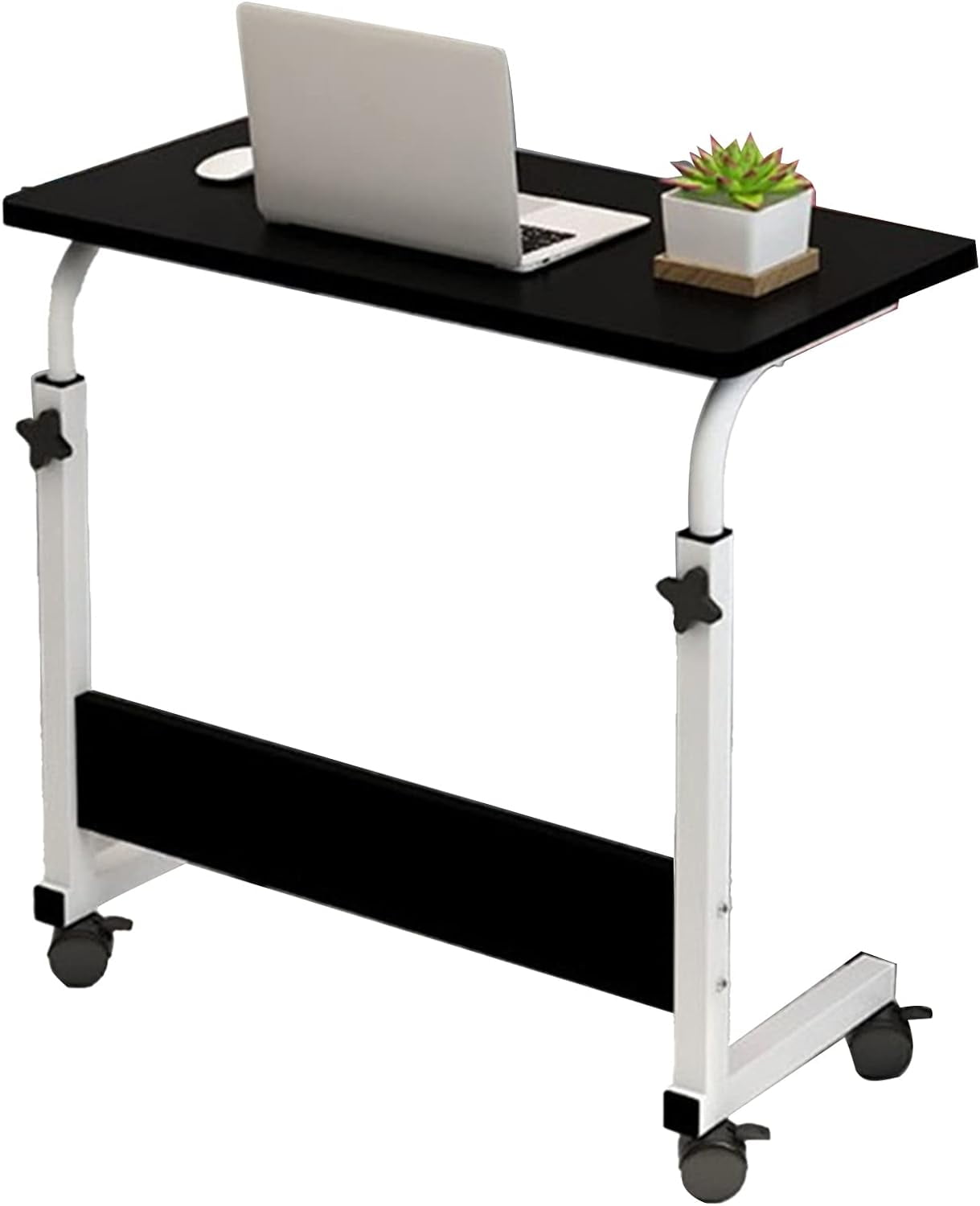 C Shaped Side Table, Liftable Couch Side Table with Wheels, Adjustable ...