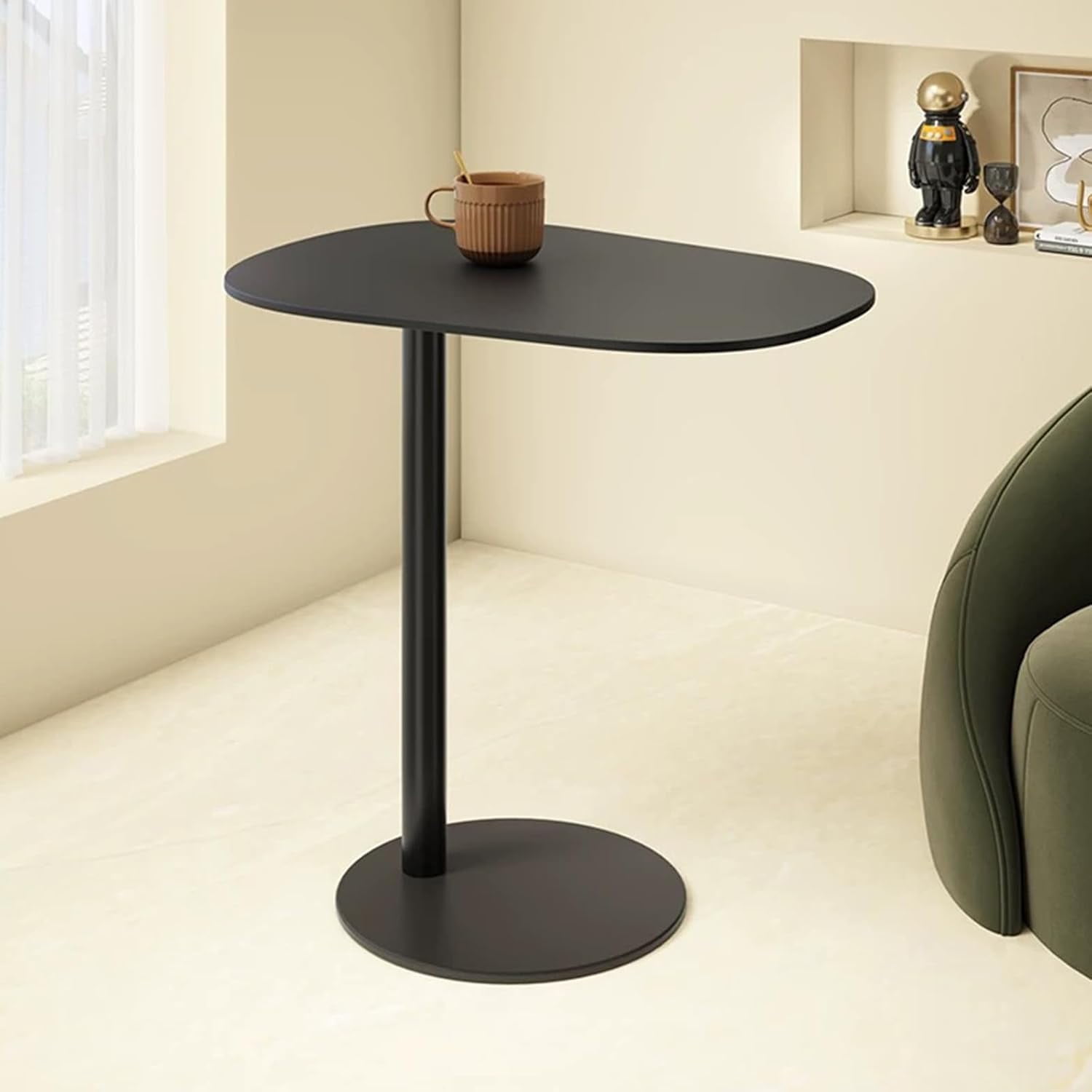 C-Shaped Side Table with Metal Frame,Round Metal End Table for Small ...