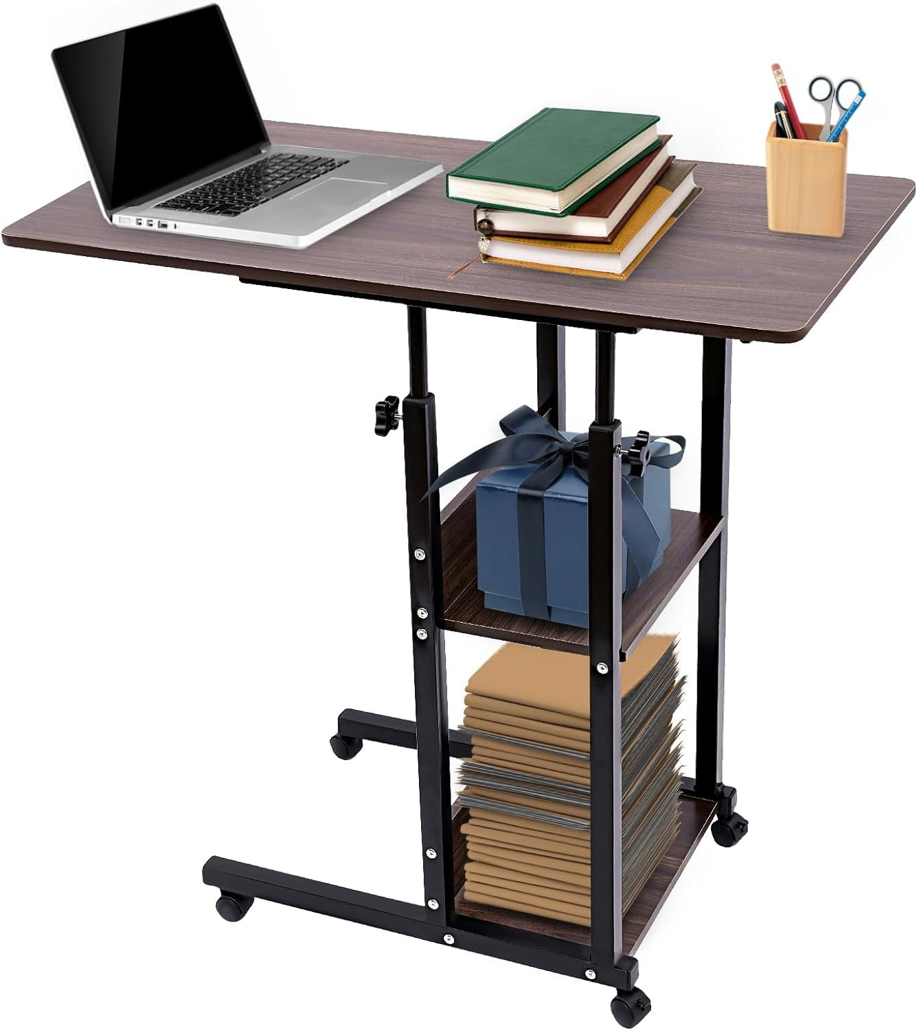 C Shaped Side Table, Mobile End Table, Height Adjustable C Table, Bedside Table with Storage ...