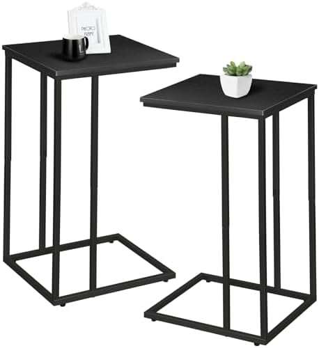 C Shaped Side Table Set of 2, Skinny Sofa Table for Sofa and Bed, Couch ...