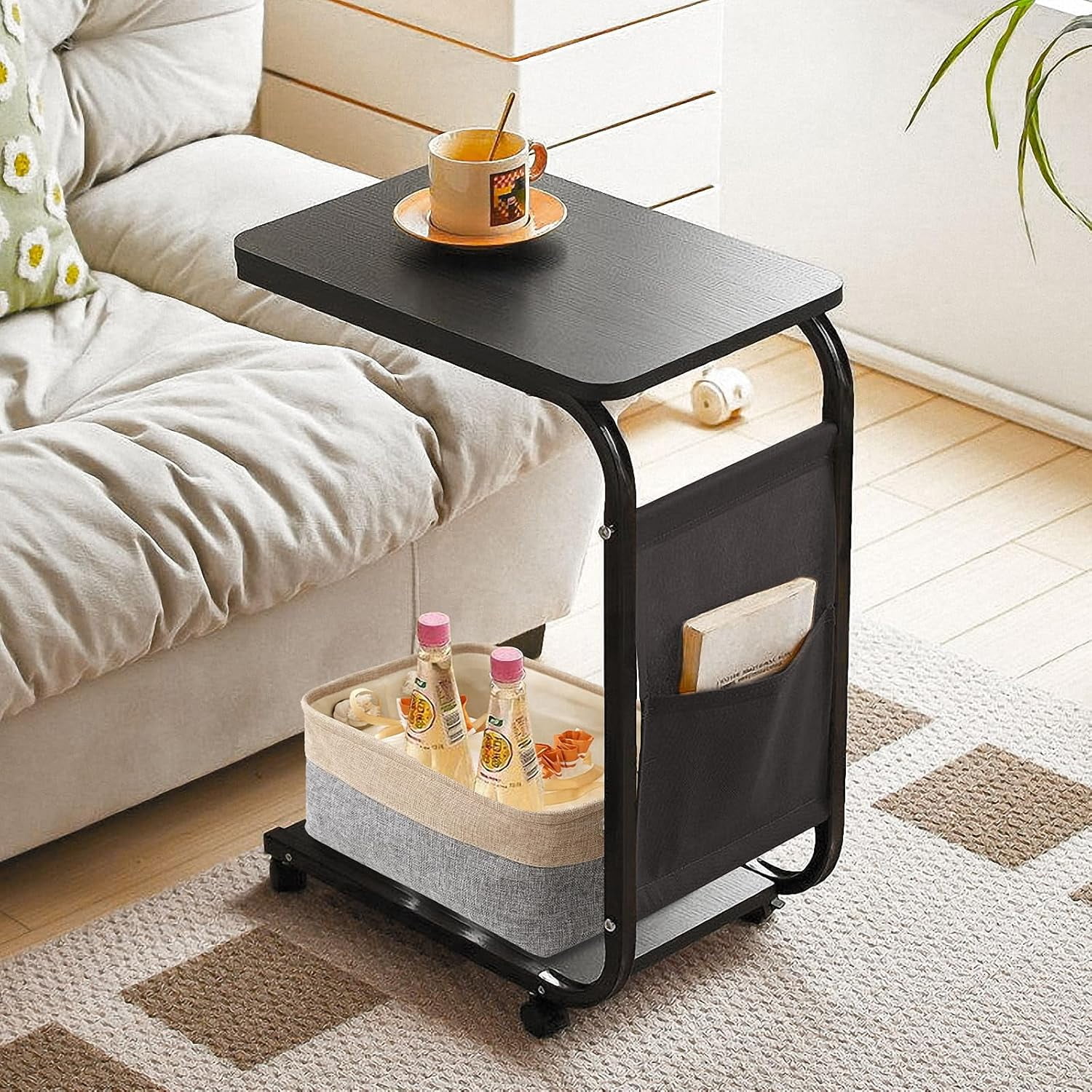 C Shaped Side Table, Small C Table End Table for Sofa and Bed, Modern ...