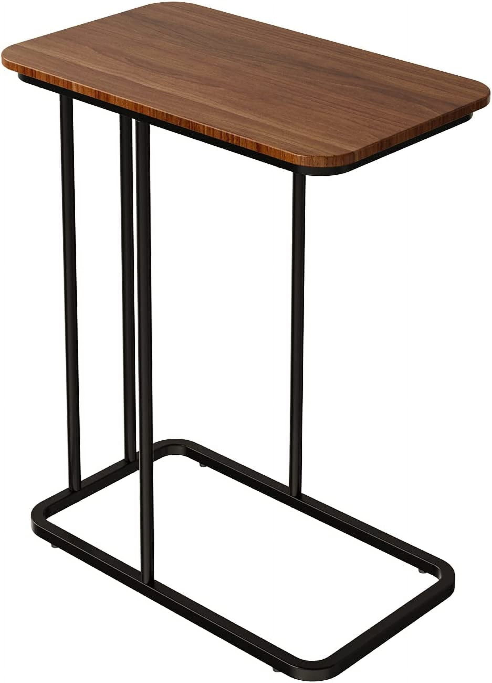 C Shaped Side Table, Small End Table MDF Black Walnut Coffee Table, Modern Simplicity C End ...