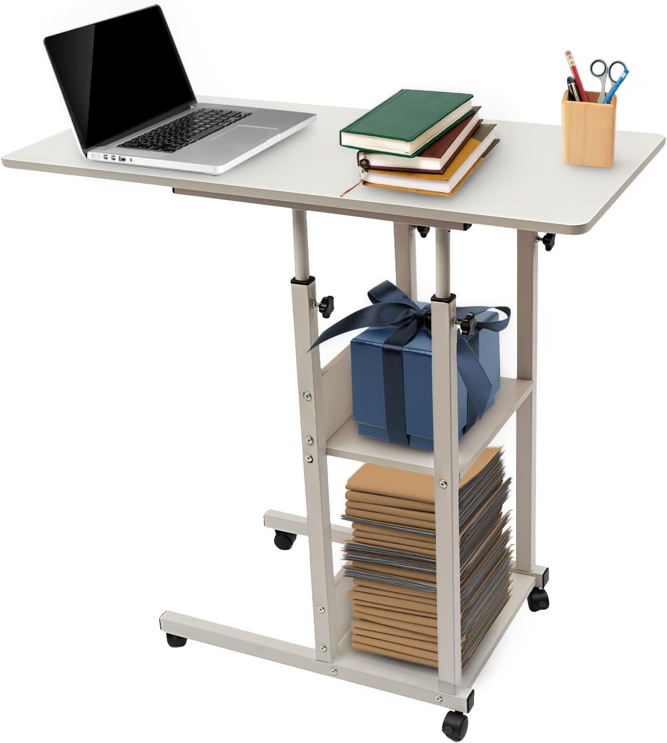 C Shaped Side Table Snack Side Table Rolling Laptop Table Height ...