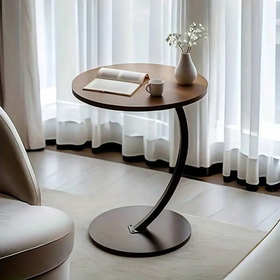 C Shaped Side Table With Metal Frame, Small Coffee Table With Storage ...