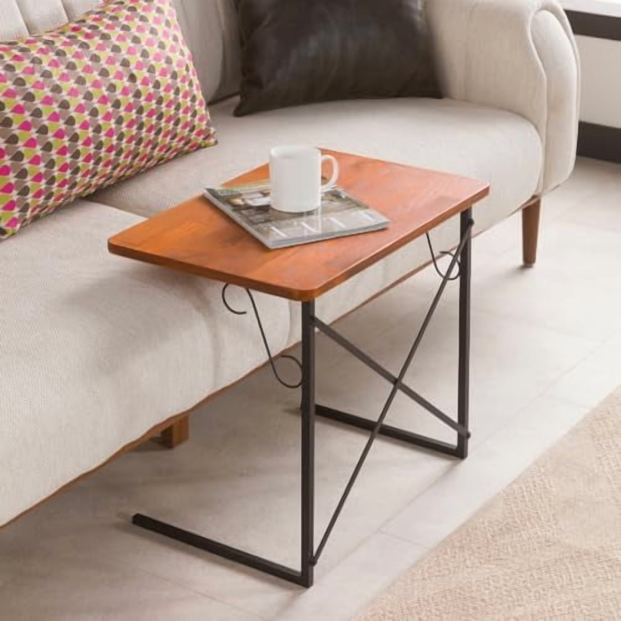 C-Shaped Solid Wood End Table, Side Table for Couches, Sofa Tables ...